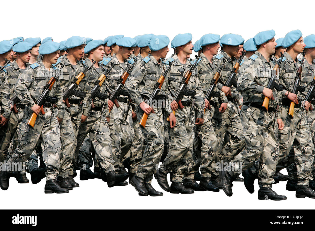 Guardsmen march in step at military parade column Officer Cadets ...