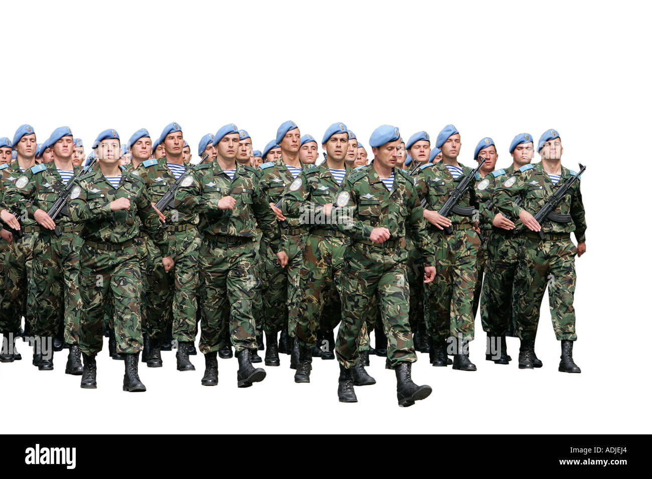 Guardsmen march in step at military parade column Officer Cadets ...