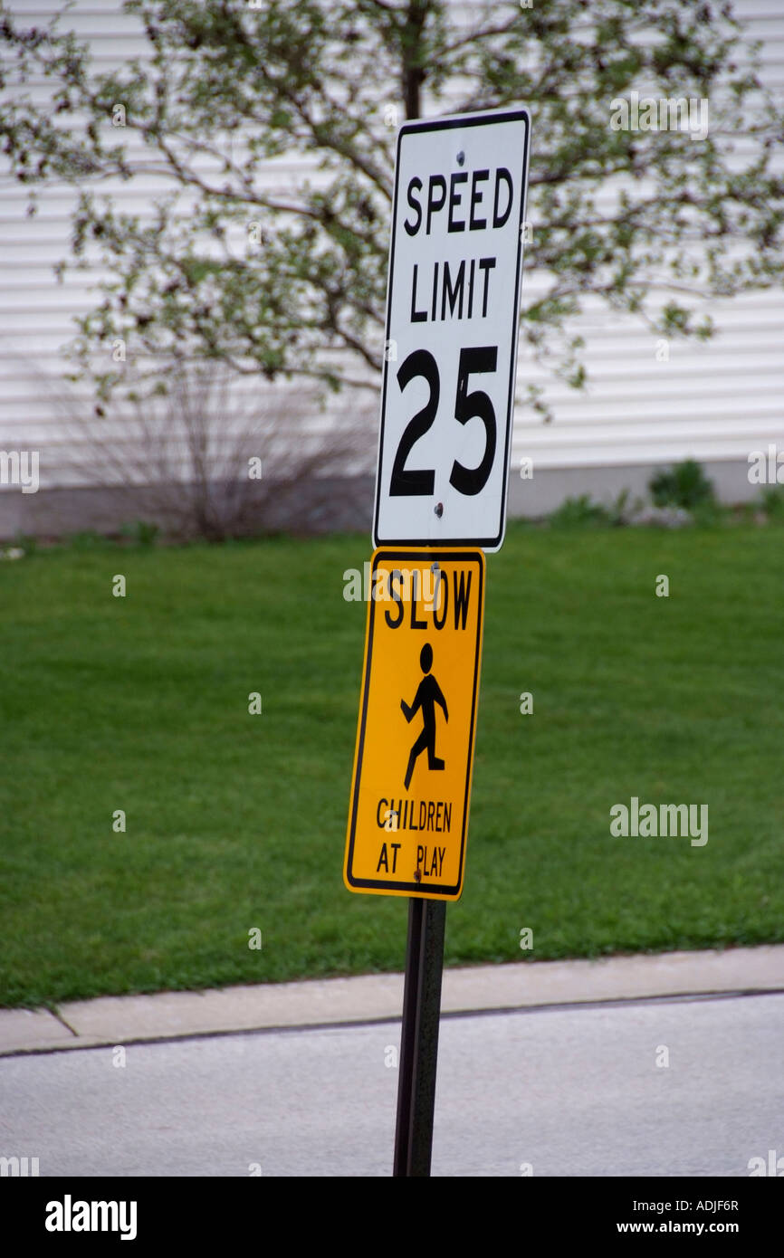 Children playing sign speed limit hi-res stock photography and images ...