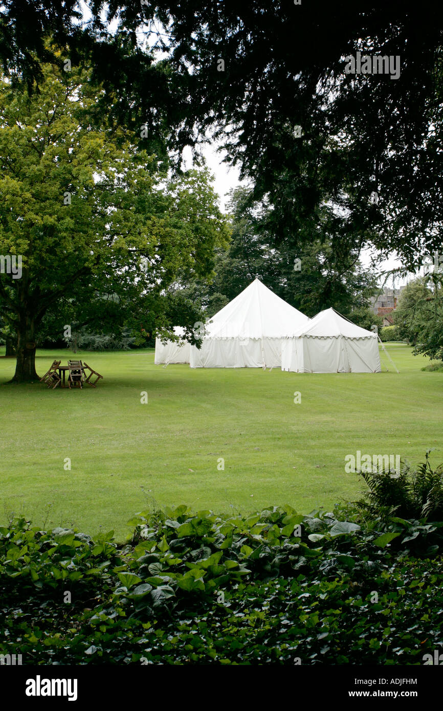 Marquees set up in English garden in summer Stock Photo - Alamy