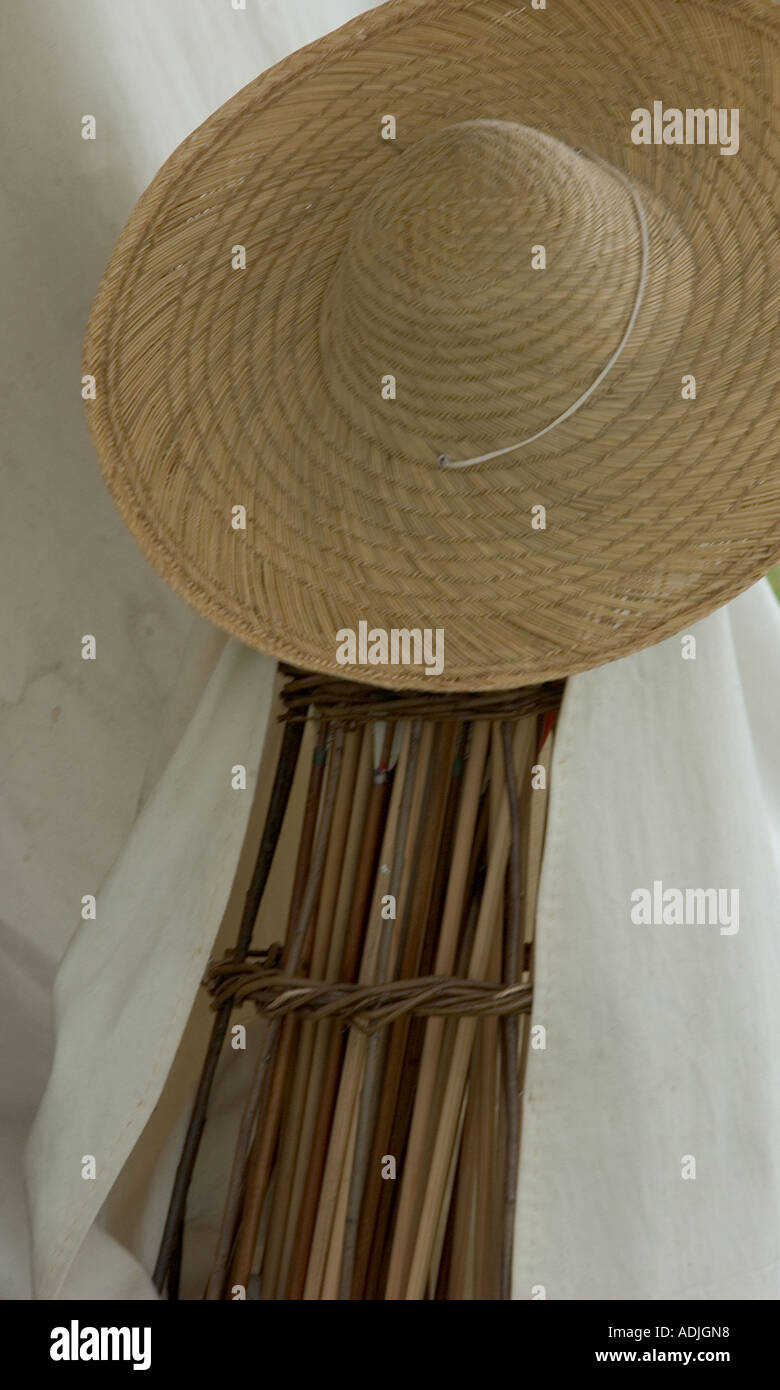 medieval straw hat and arrows at festival Stock Photo - Alamy