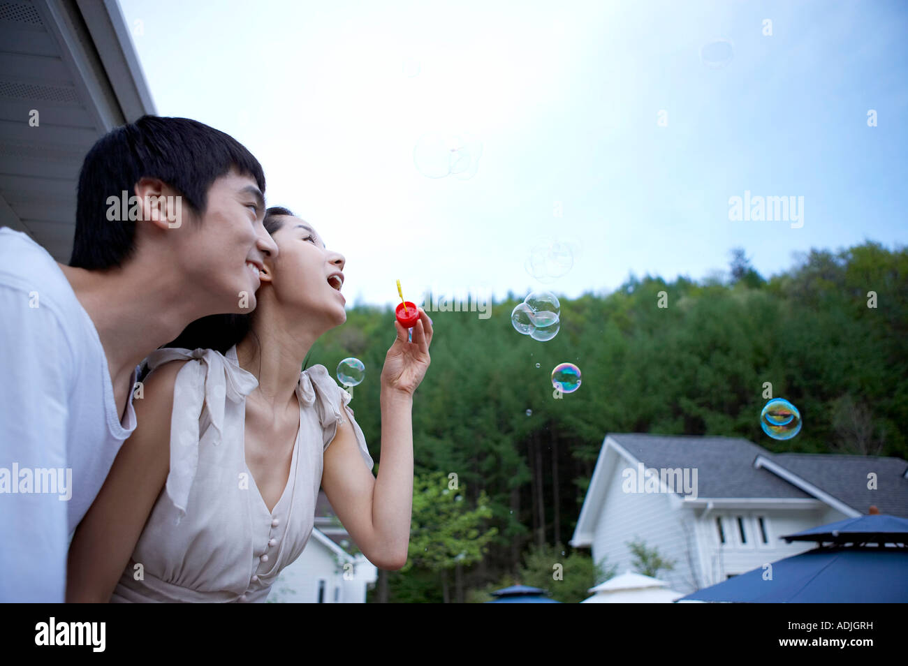 couple makes bubble Stock Photo - Alamy