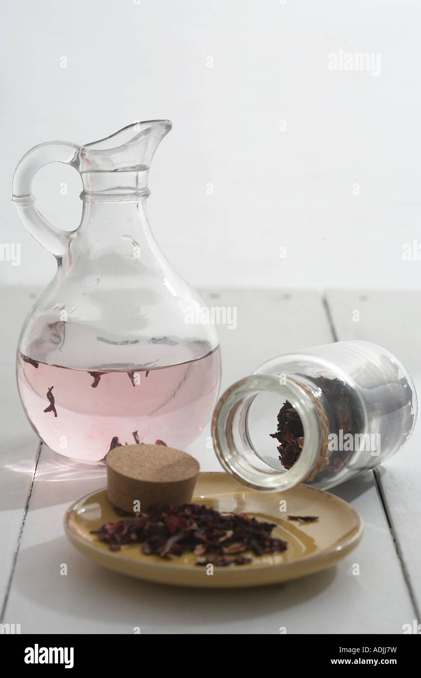 aroma therapy and dried herb and cosmetic water Stock Photo - Alamy
