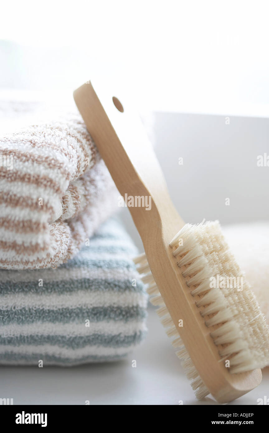 bath items towel and bathing items Stock Photo - Alamy