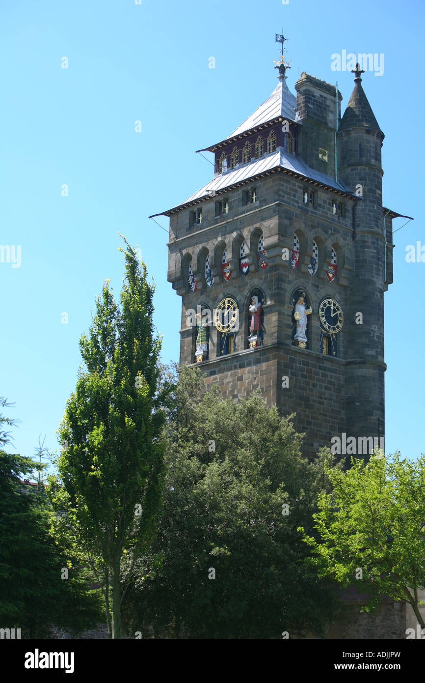 Cardiff castle clock tower Stock Photo - Alamy