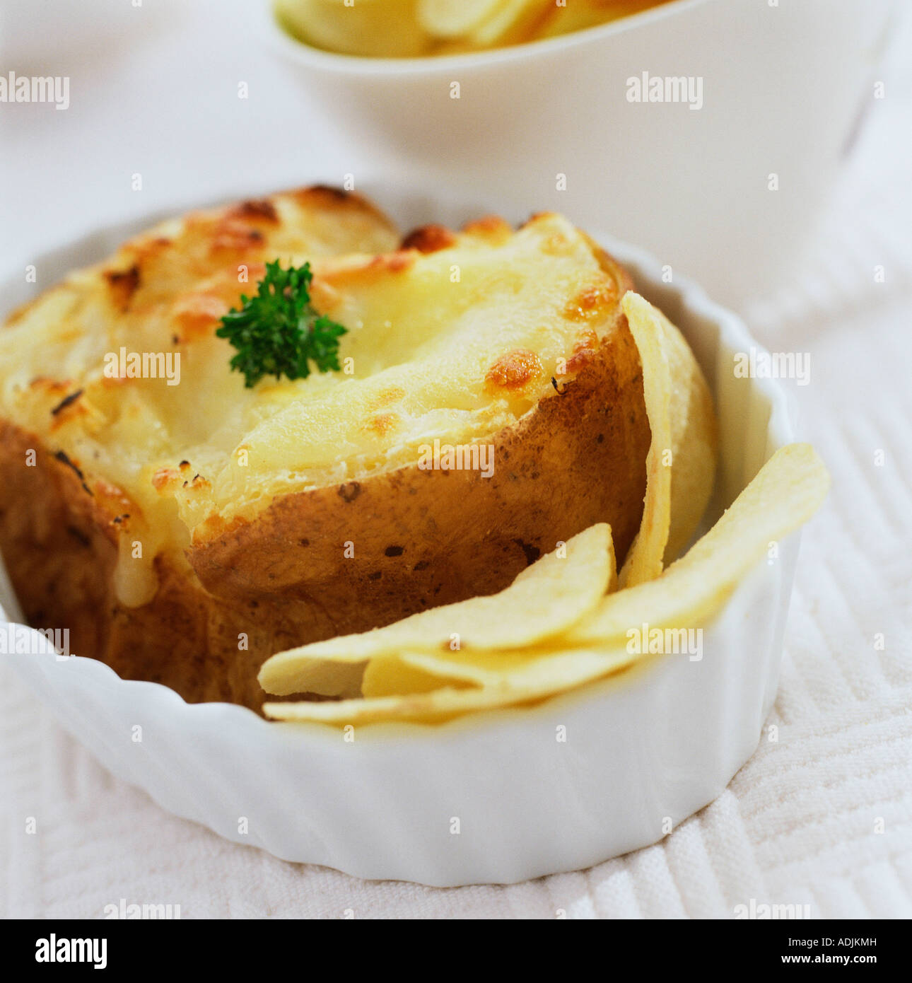 Western food ; baked potato and potato chip Stock Photo - Alamy