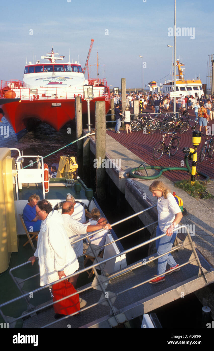Ferries at the harbour of Langeoog Island North Sea Coast Lower Saxony ...