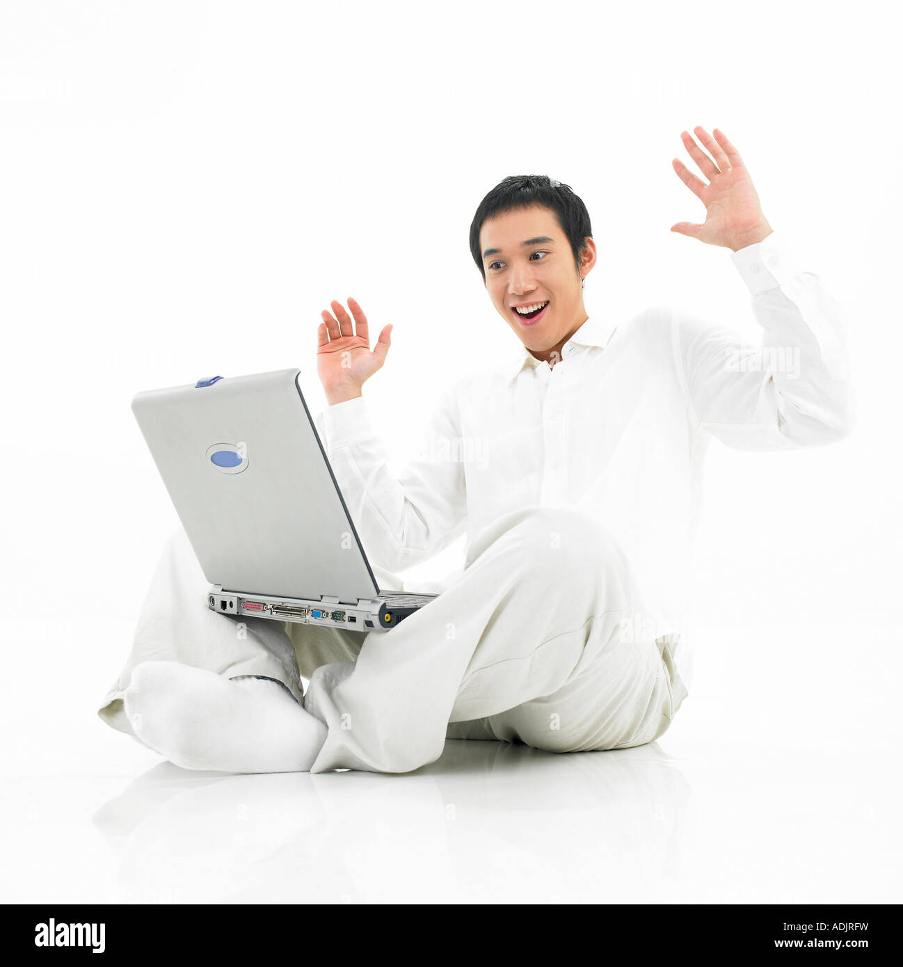 Surprised person with computer hi-res stock photography and images - Alamy