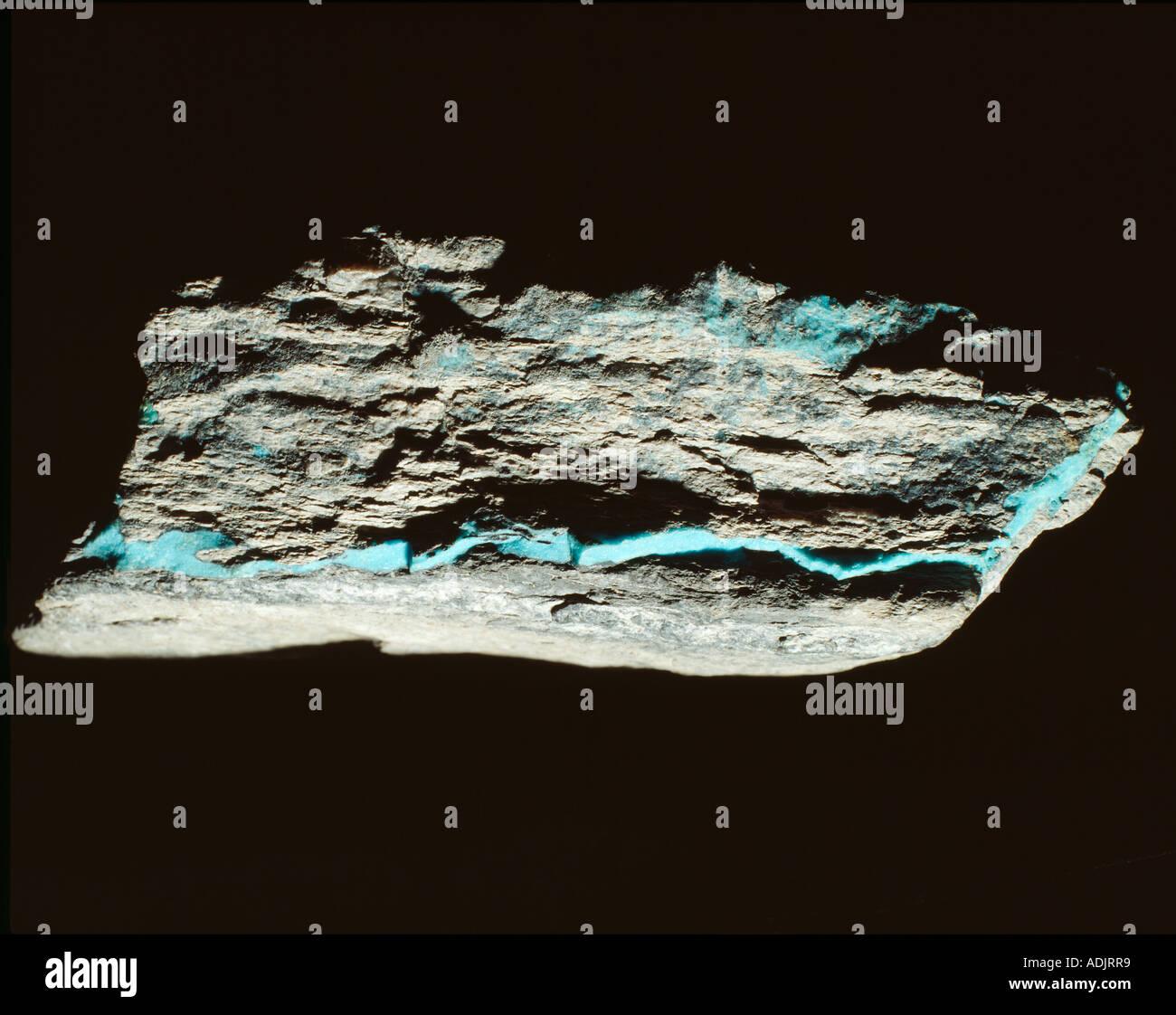 Turquoise vein in shale Stock Photo - Alamy
