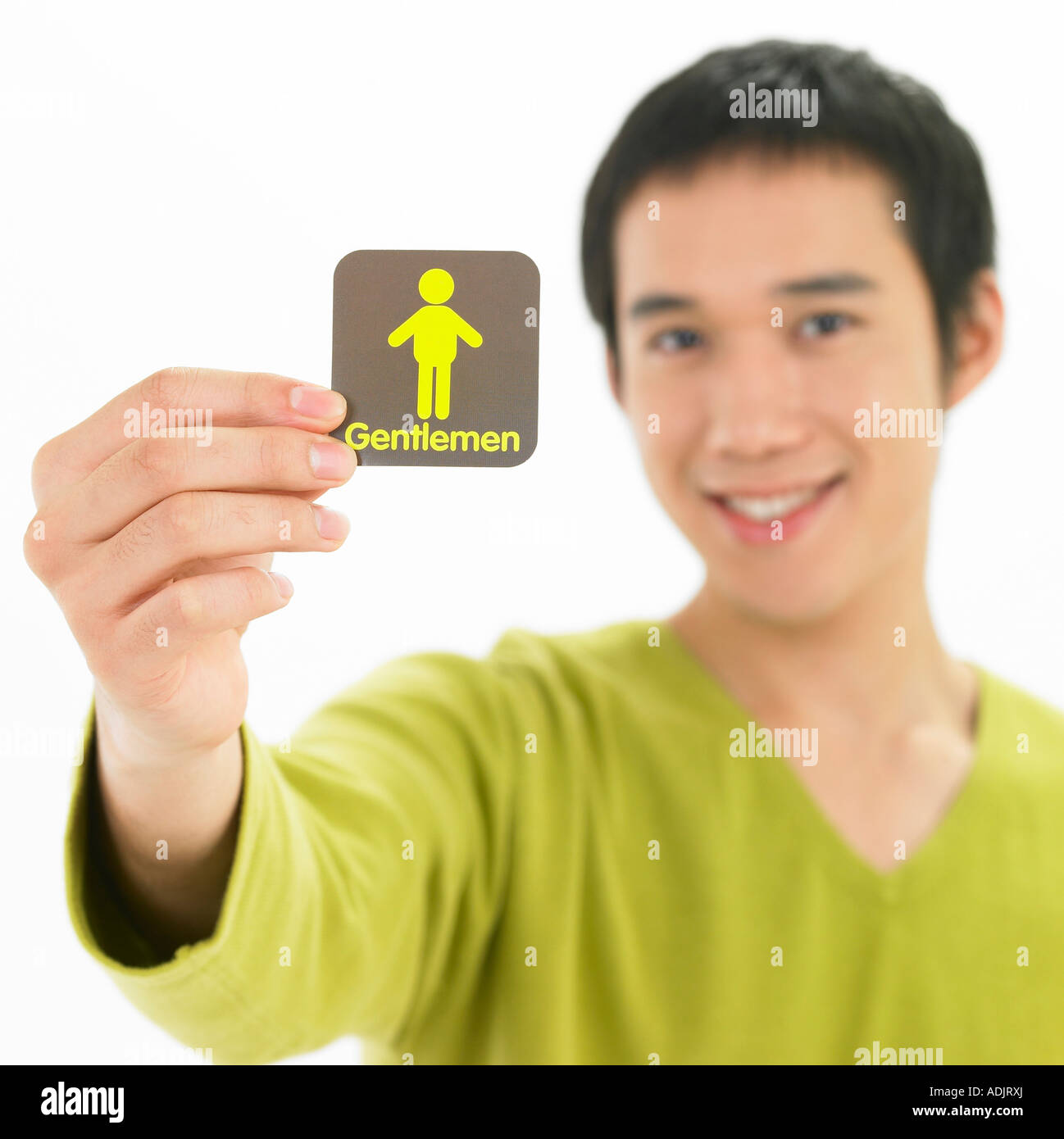 A man showing a card Stock Photo - Alamy