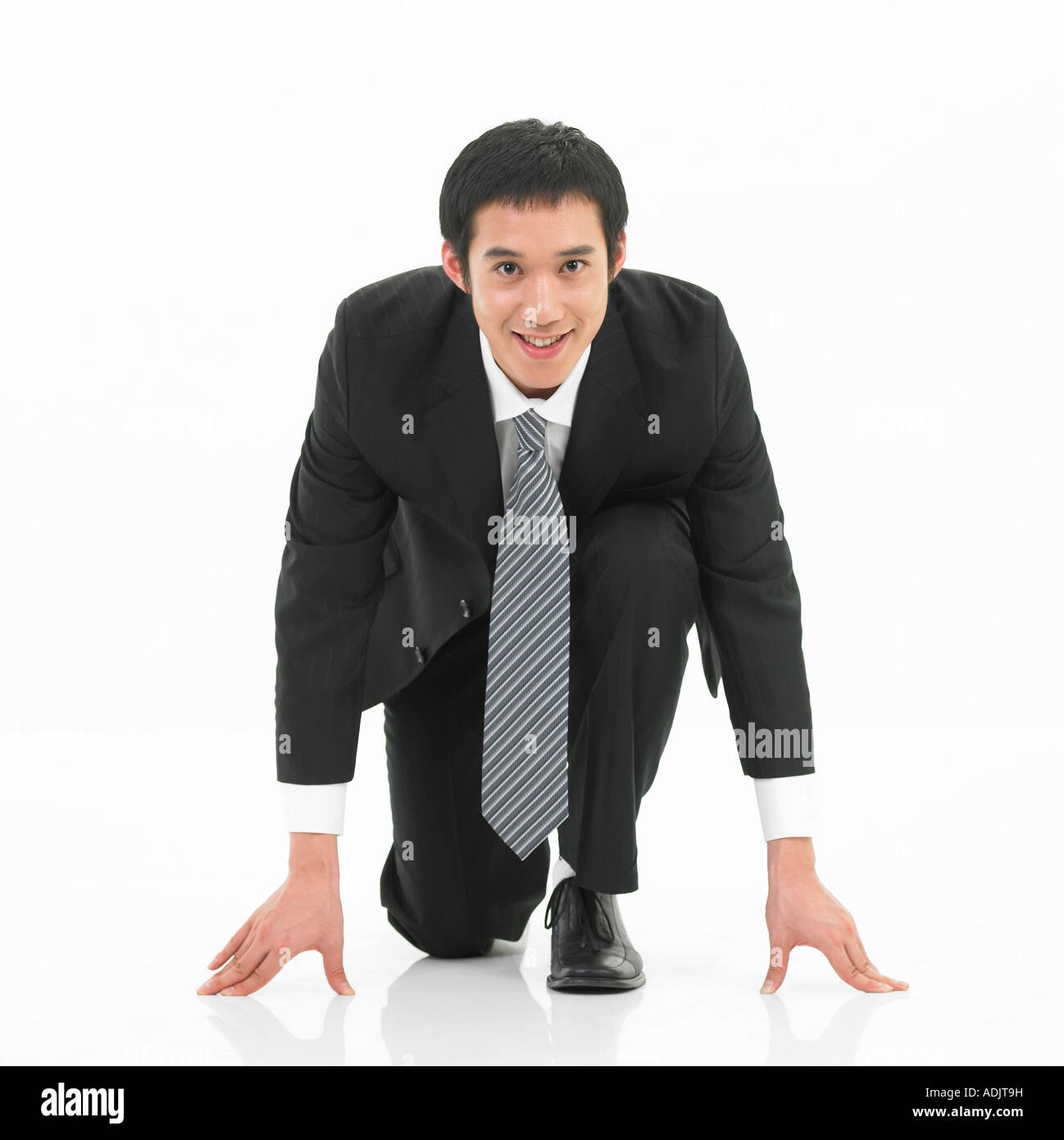 A man is ready to start at the start line Stock Photo - Alamy