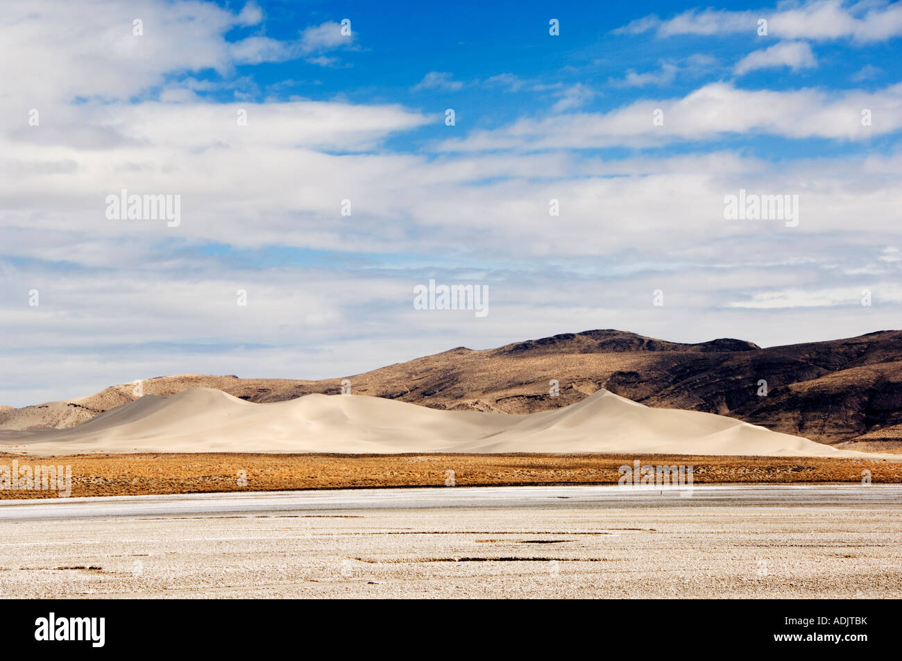 USA Nevada desert sand dunes and recreation area scenery on US Route 50 ...