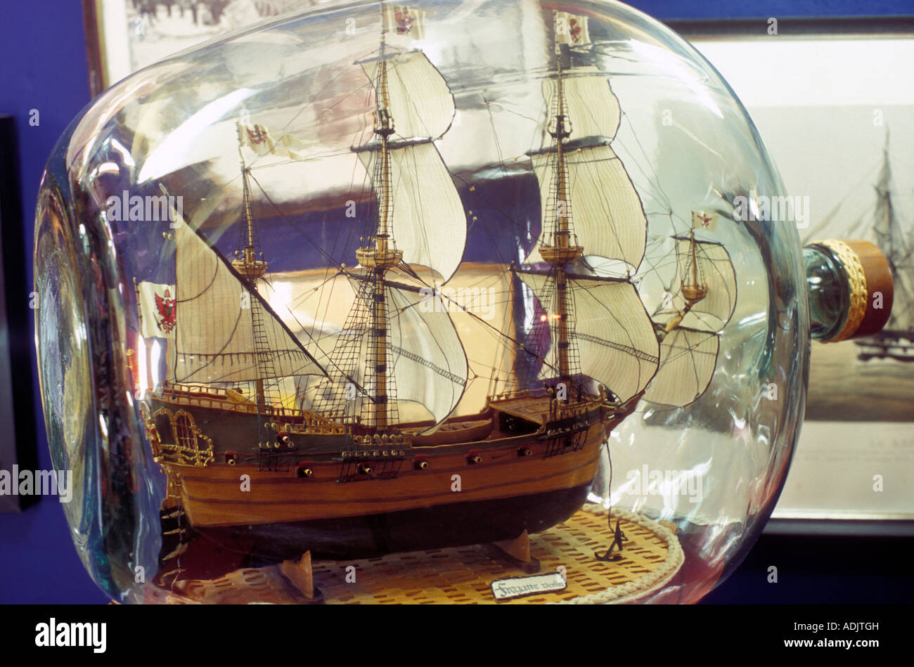 Bottle ship in a bottle at the bottle ship museum in Neuharlingersiel ...