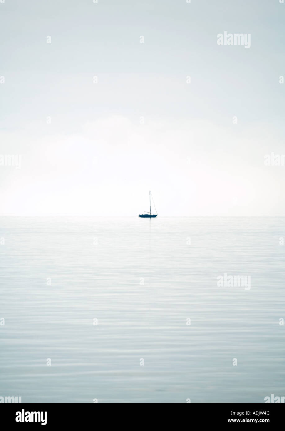 Seascape with sailboat Stock Photo - Alamy