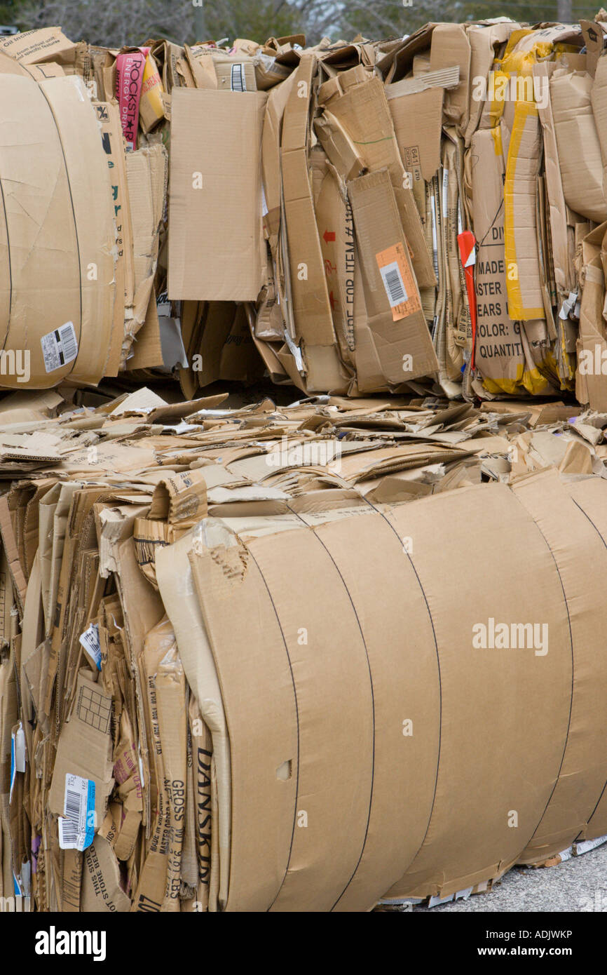 Cardboard Cartons Bundled for Recycle Pick Up Stock Photo - Alamy
