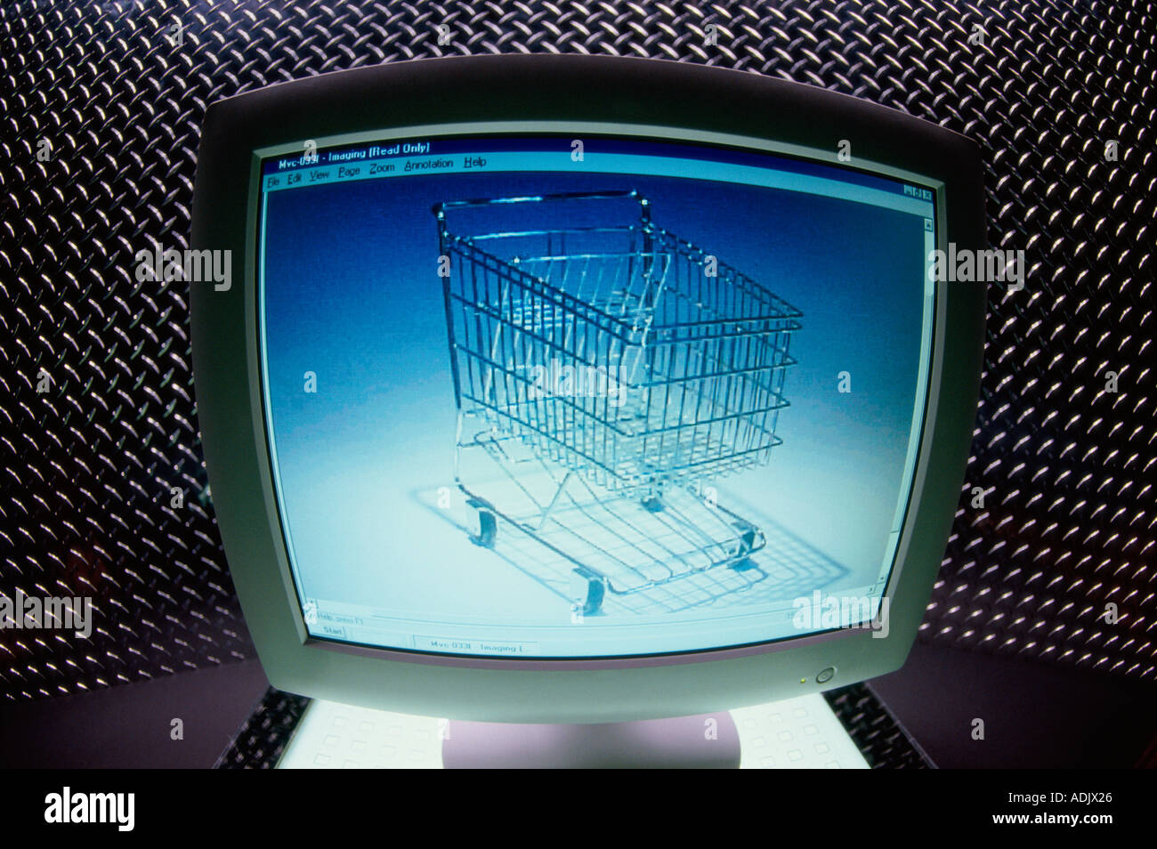 Blue shopping cart on screen hi-res stock photography and images - Alamy