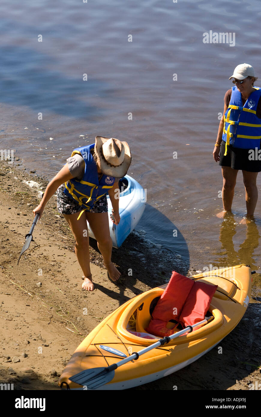 Tabusintac River with two women kayakers Stock Photo - Alamy