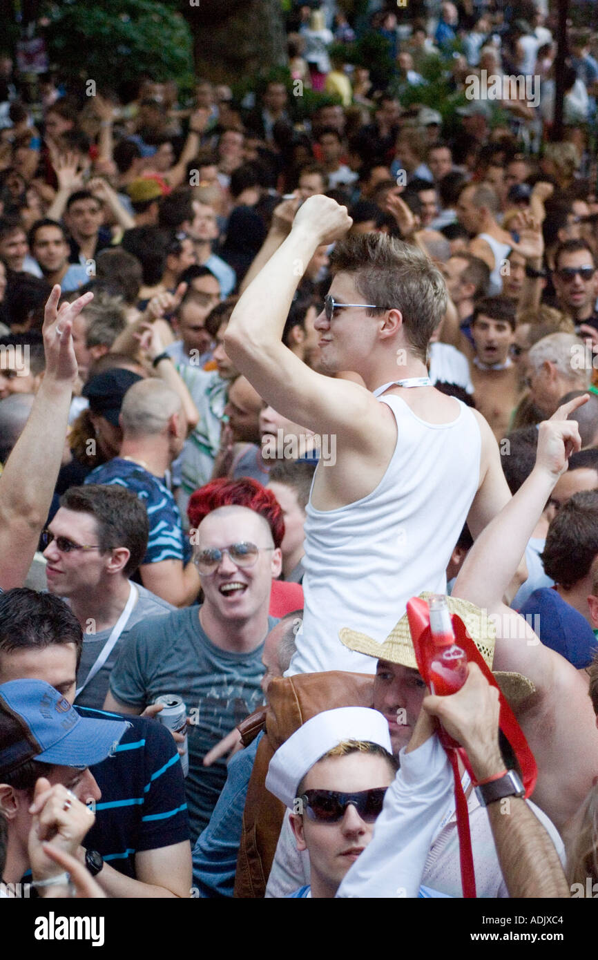 People dancing, gay Pride Festival, Soho, London, UK Stock Photo - Alamy