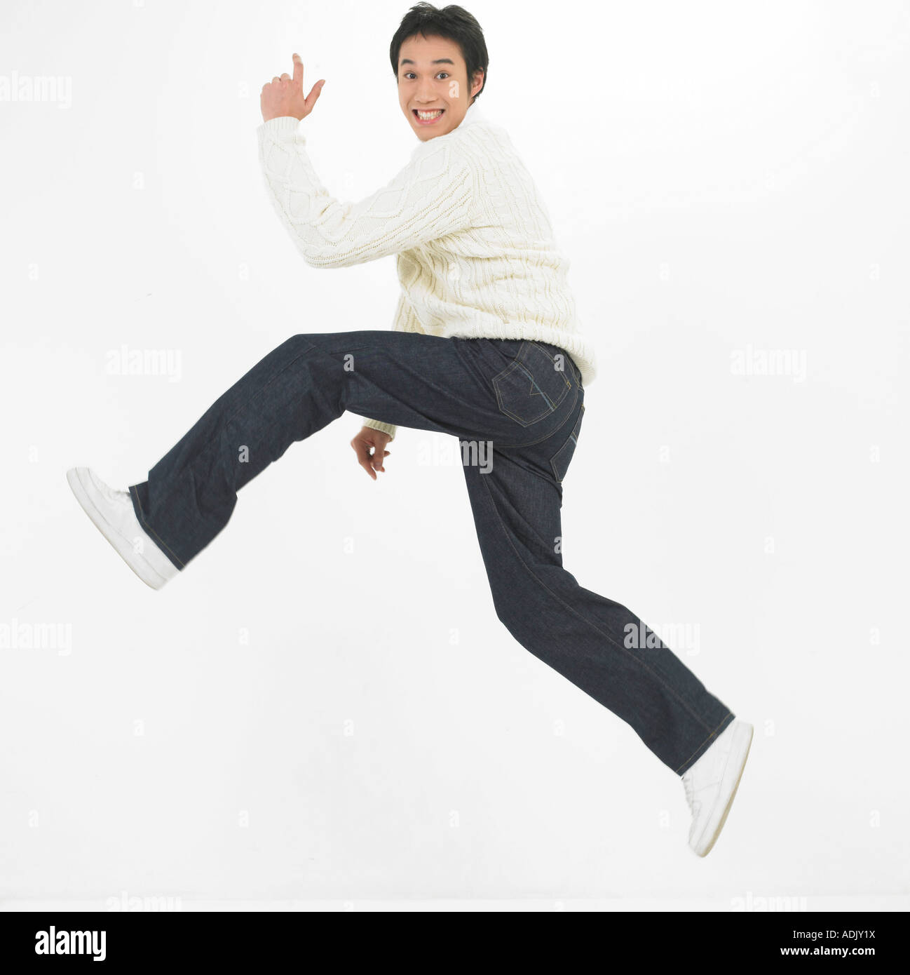 A man jumping up with amusement Stock Photo - Alamy