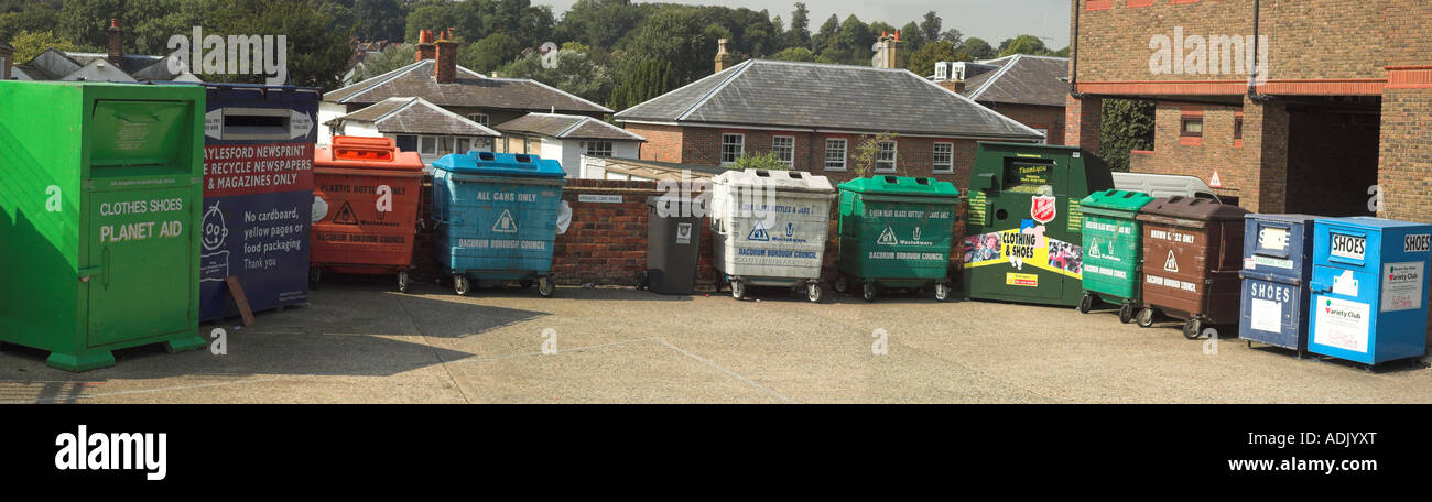 Clear glass bottle recycling bins hi-res stock photography and images - Alamy