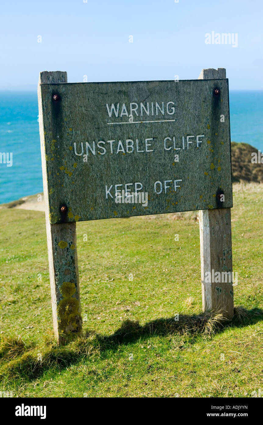 Unstable Cliff Warning Sign near Lulworth Cove Dorset England UK Stock ...