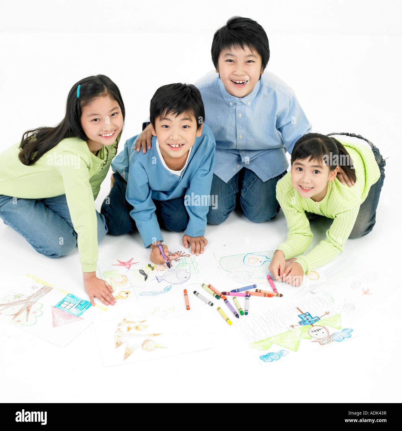 students drawing a picture with a smile Stock Photo - Alamy