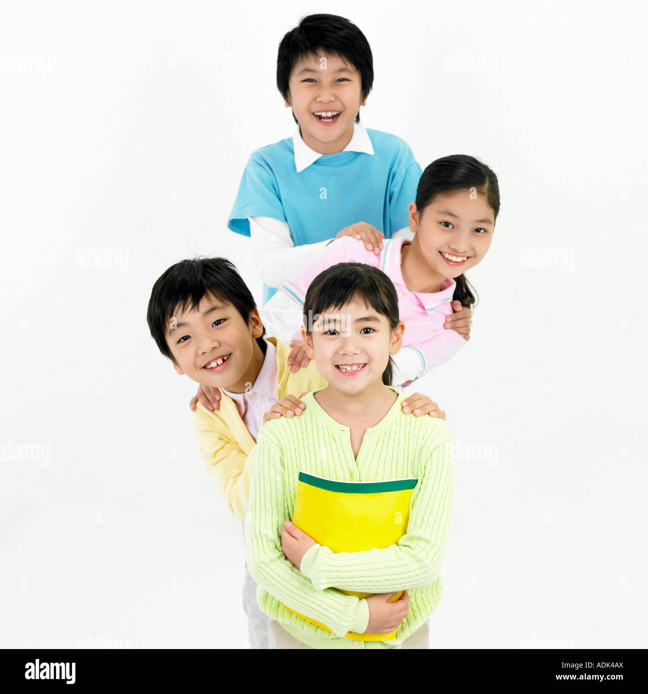 girls and boys making a smile Stock Photo - Alamy