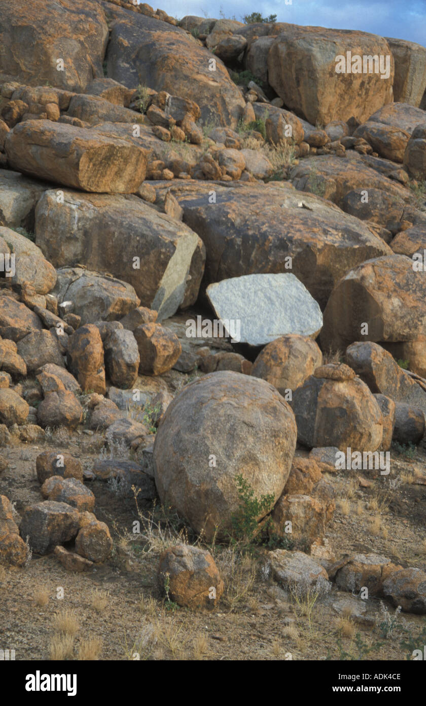 Namibia Newly split granite rock bolder natural weather erosion Namibia ...