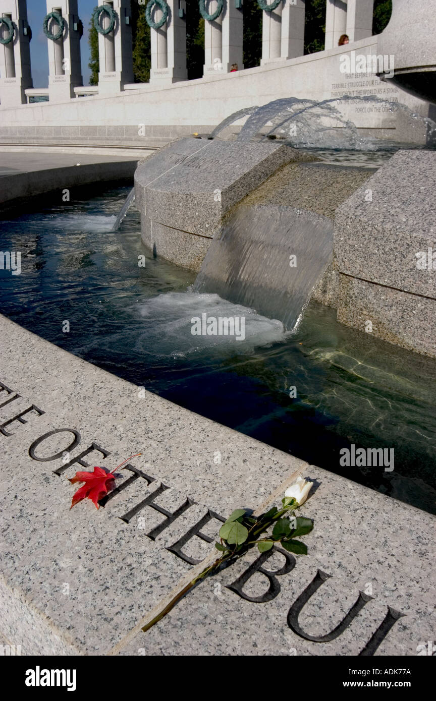 Rose laid on World War 2 Memorial in Washington DC Stock Photo - Alamy