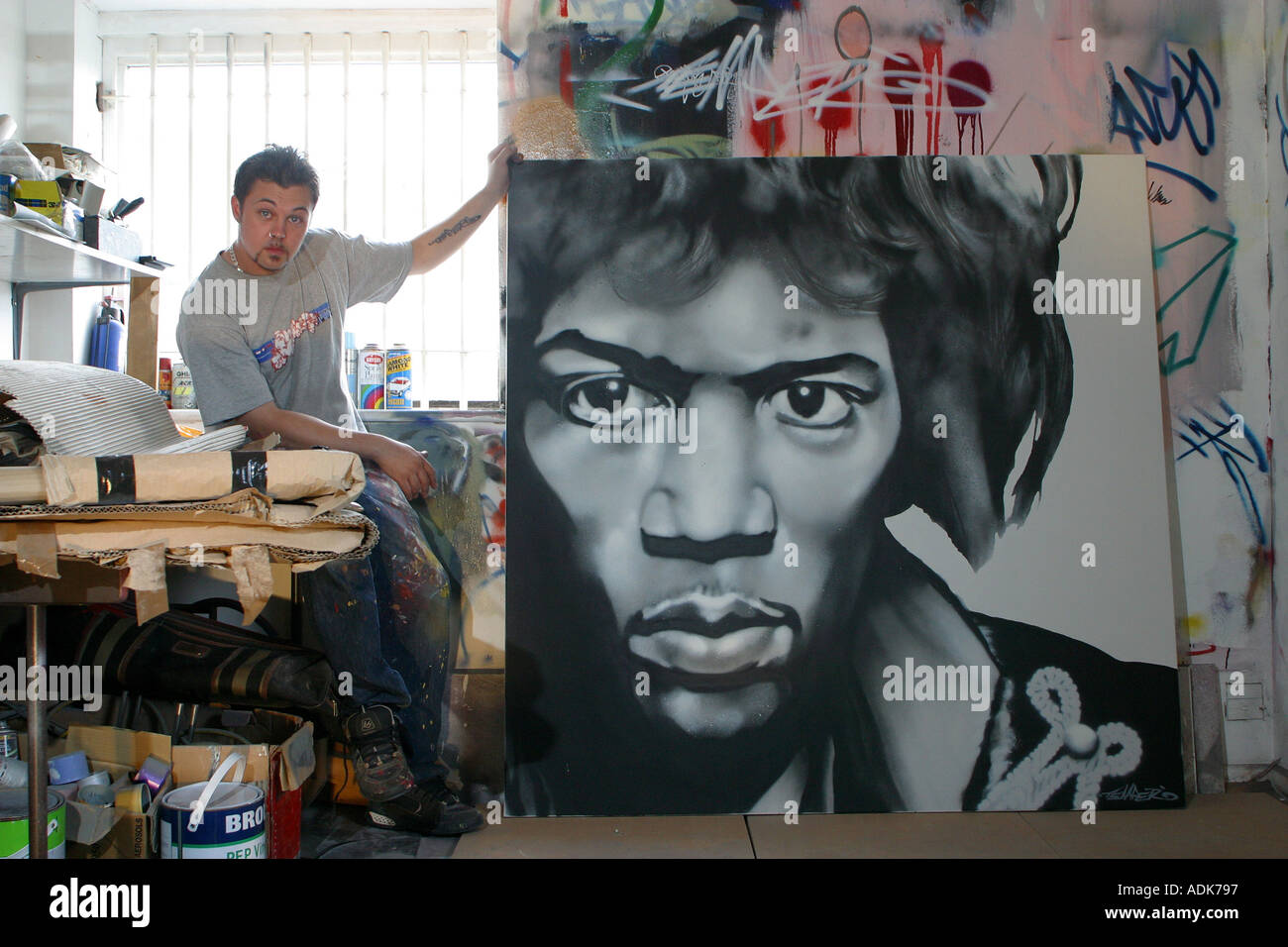 Work by the graffiti artist known as Temper in his studio in the West ...