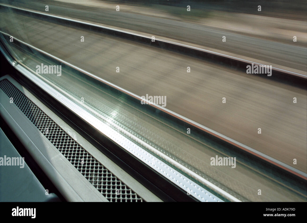 view of tracks from moving train window Stock Photo - Alamy