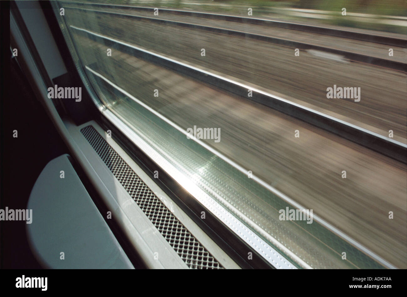 view of tracks from moving train window Stock Photo - Alamy