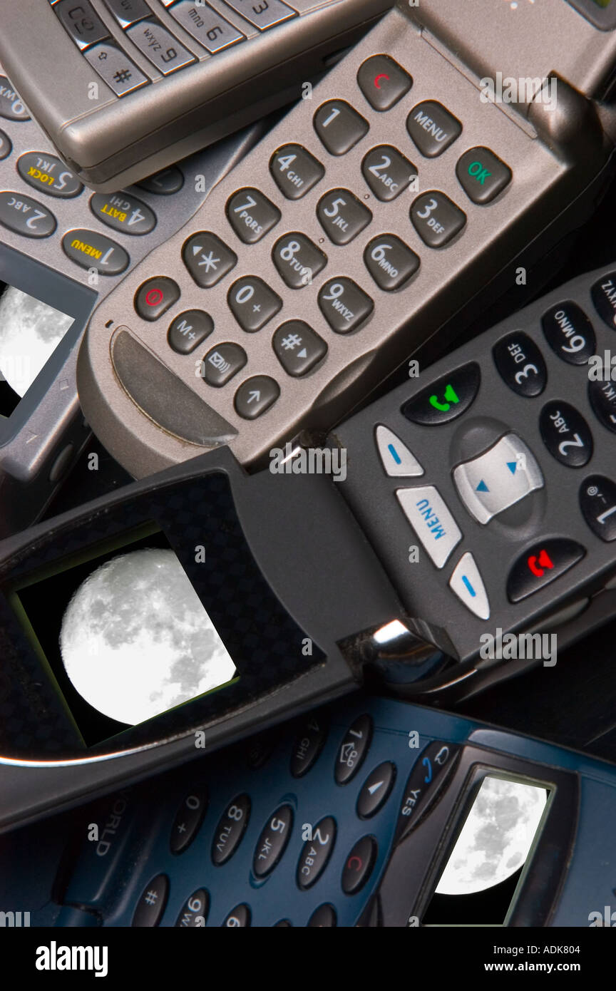 Cellular phones with moon displays Stock Photo - Alamy