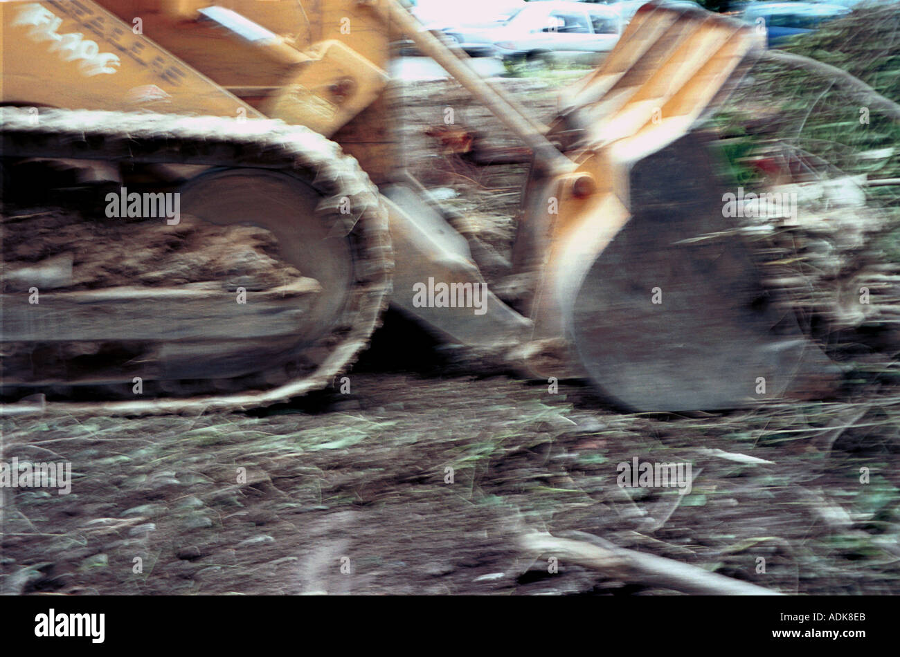 bulldozer clearing site urban area Stock Photo - Alamy
