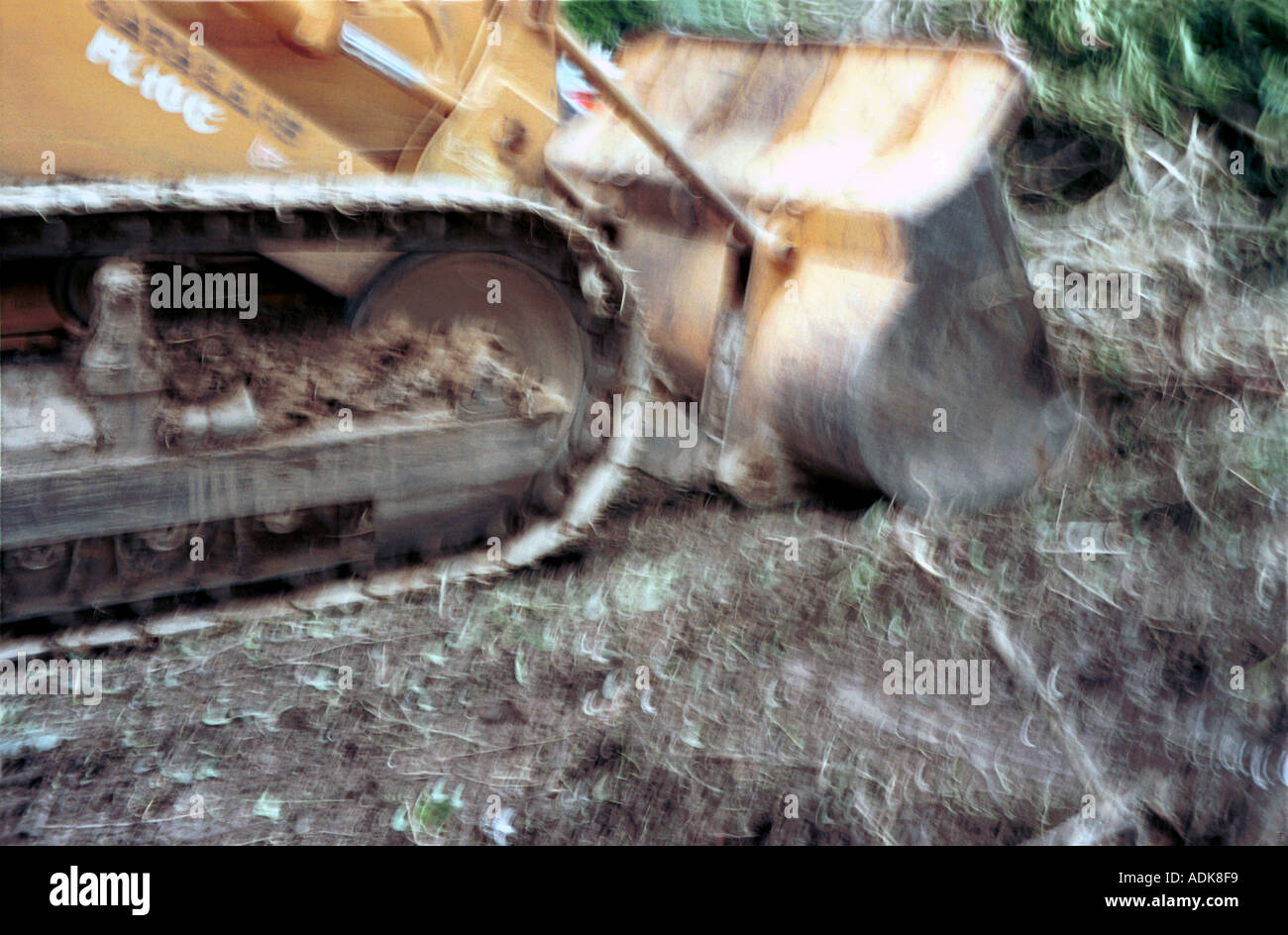 bulldozer clearing site urban area Stock Photo - Alamy