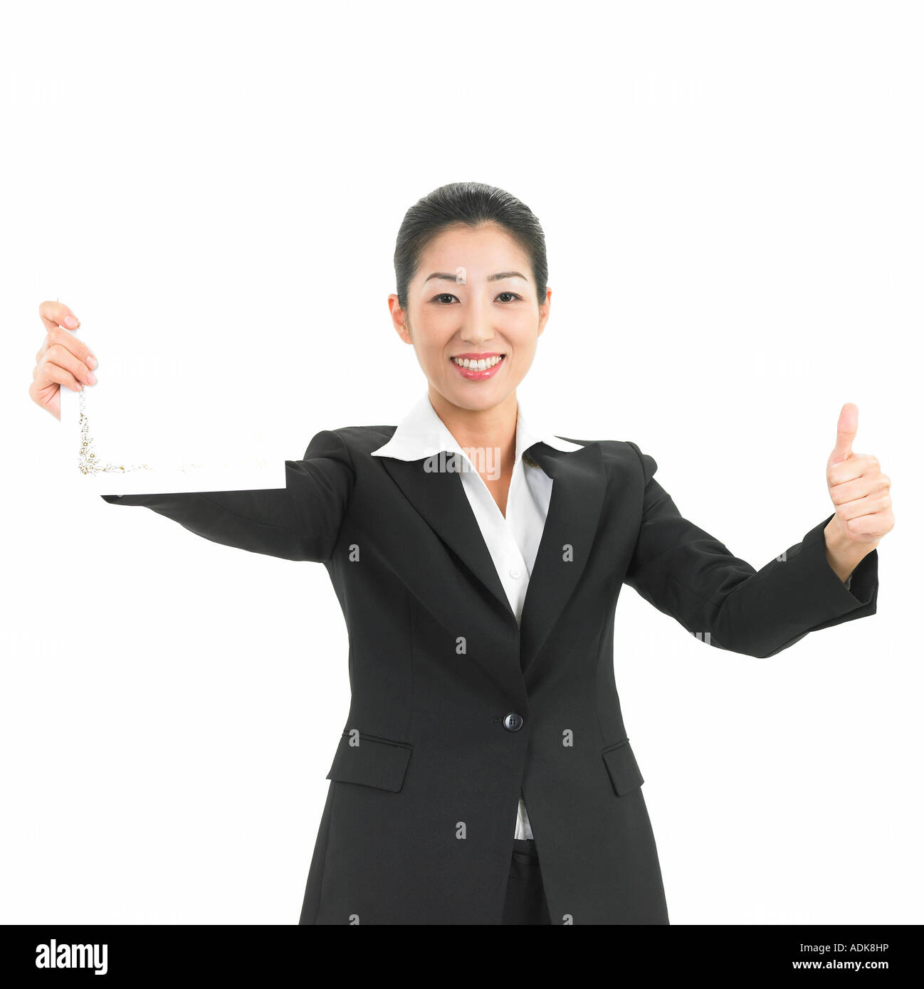a businesswoman holding a certificate of award Stock Photo - Alamy