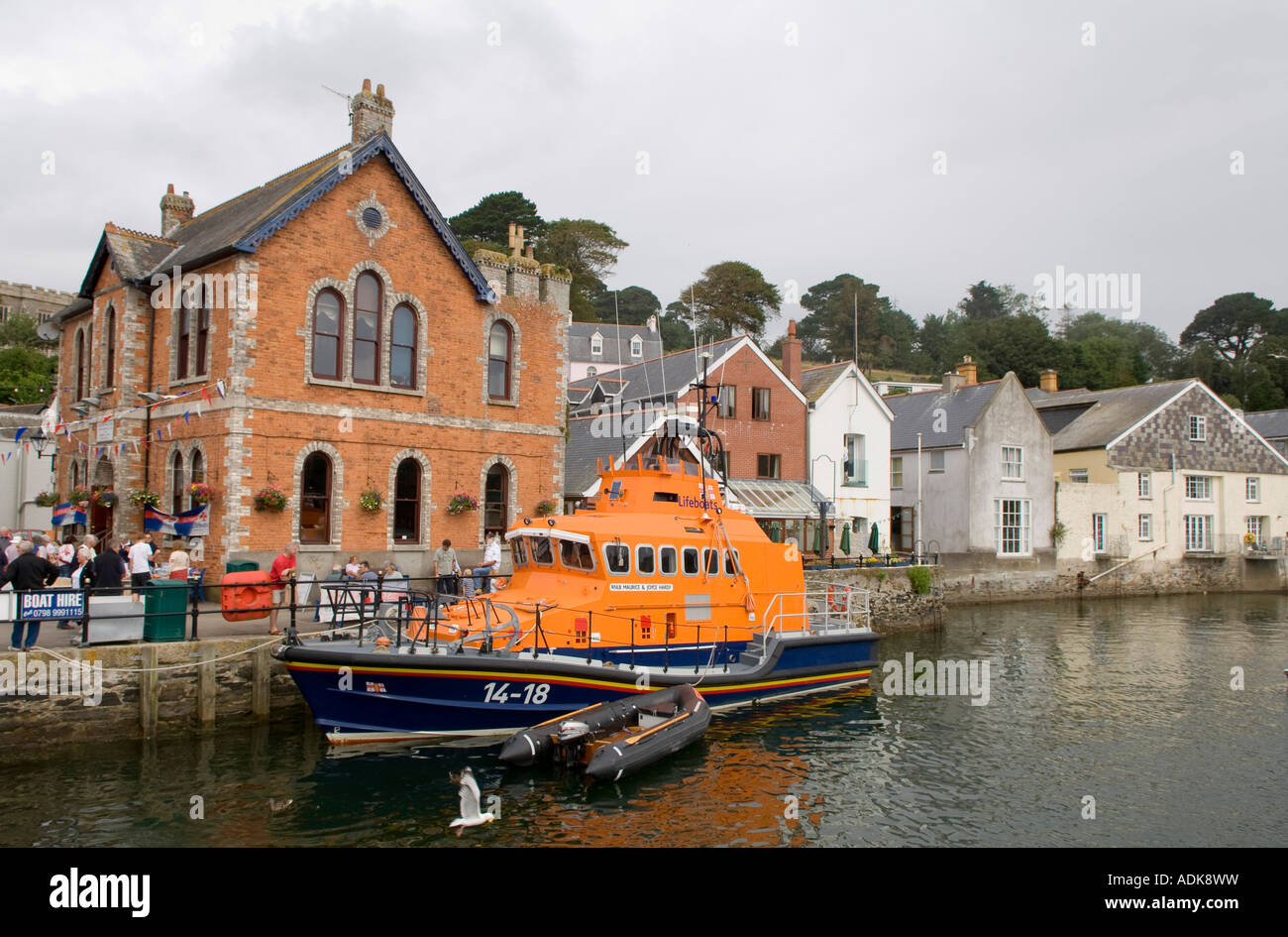 Lifeboat day on the town quay in the town of Fowey Cornwall Stock Photo ...