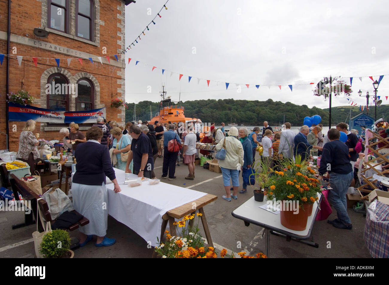 Lifeboat Day on the Town Quay of Fowey Cornwall Stock Photo - Alamy