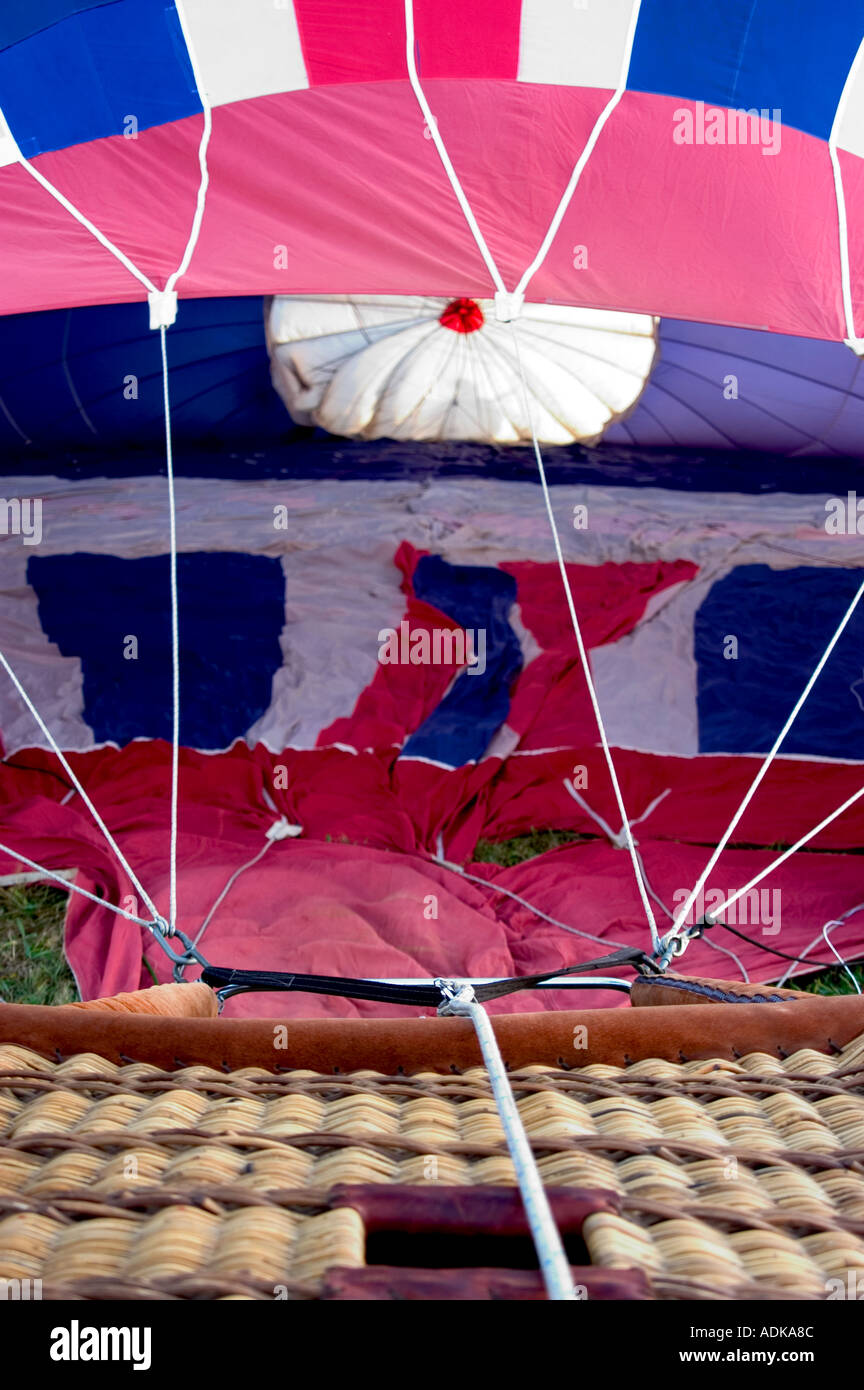 Hot air balloon during inflation Stock Photo - Alamy