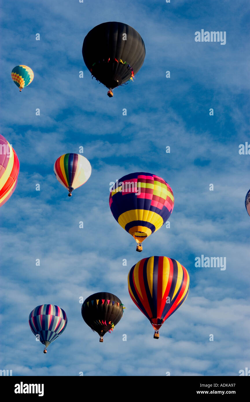 Hot air balloons taking off in balloon race Stock Photo - Alamy