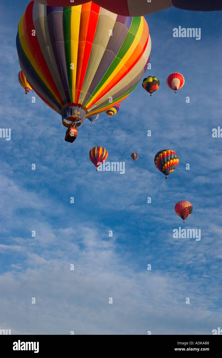 Hot air balloons during balloon race Stock Photo - Alamy