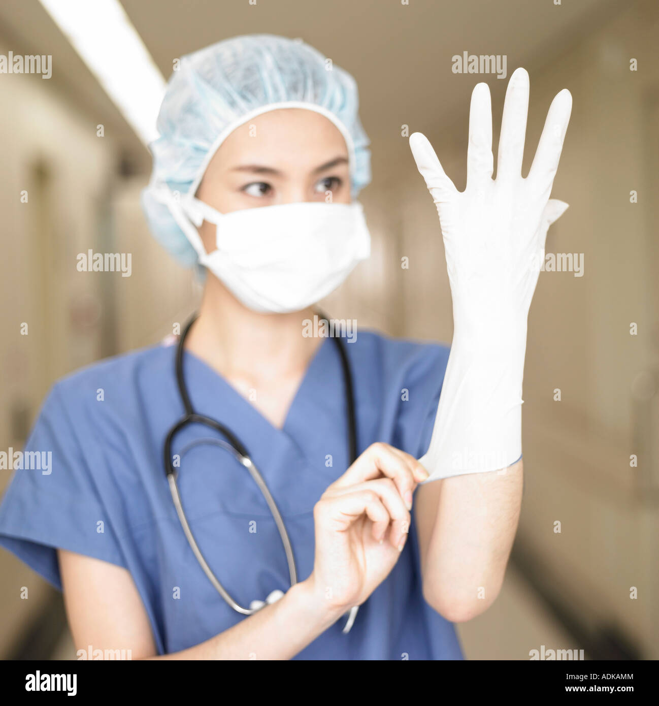 medicine a doctor wearing operating gloves Stock Photo - Alamy
