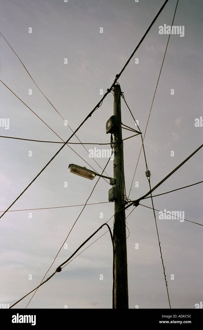 street lighting and and electric cables Stock Photo - Alamy