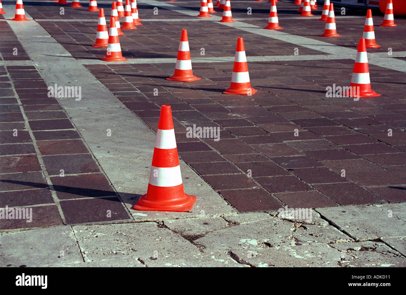Numerous road traffic cones outside Stock Photo - Alamy