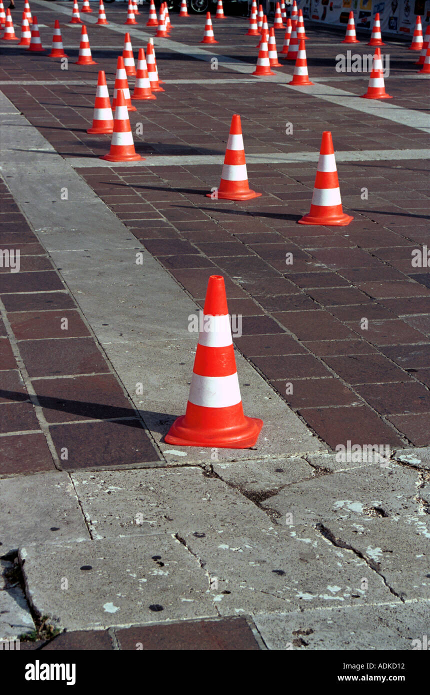 Numerous road traffic cones outside Stock Photo - Alamy