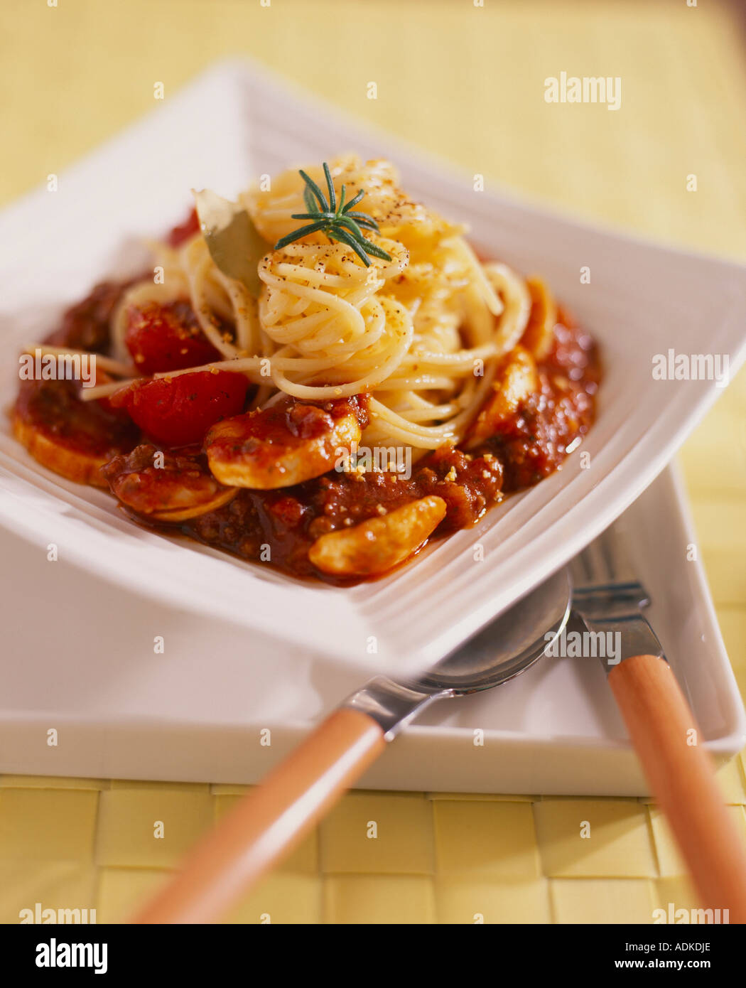 Italian food kitchen utensil and meat source spaghetti Stock Photo - Alamy