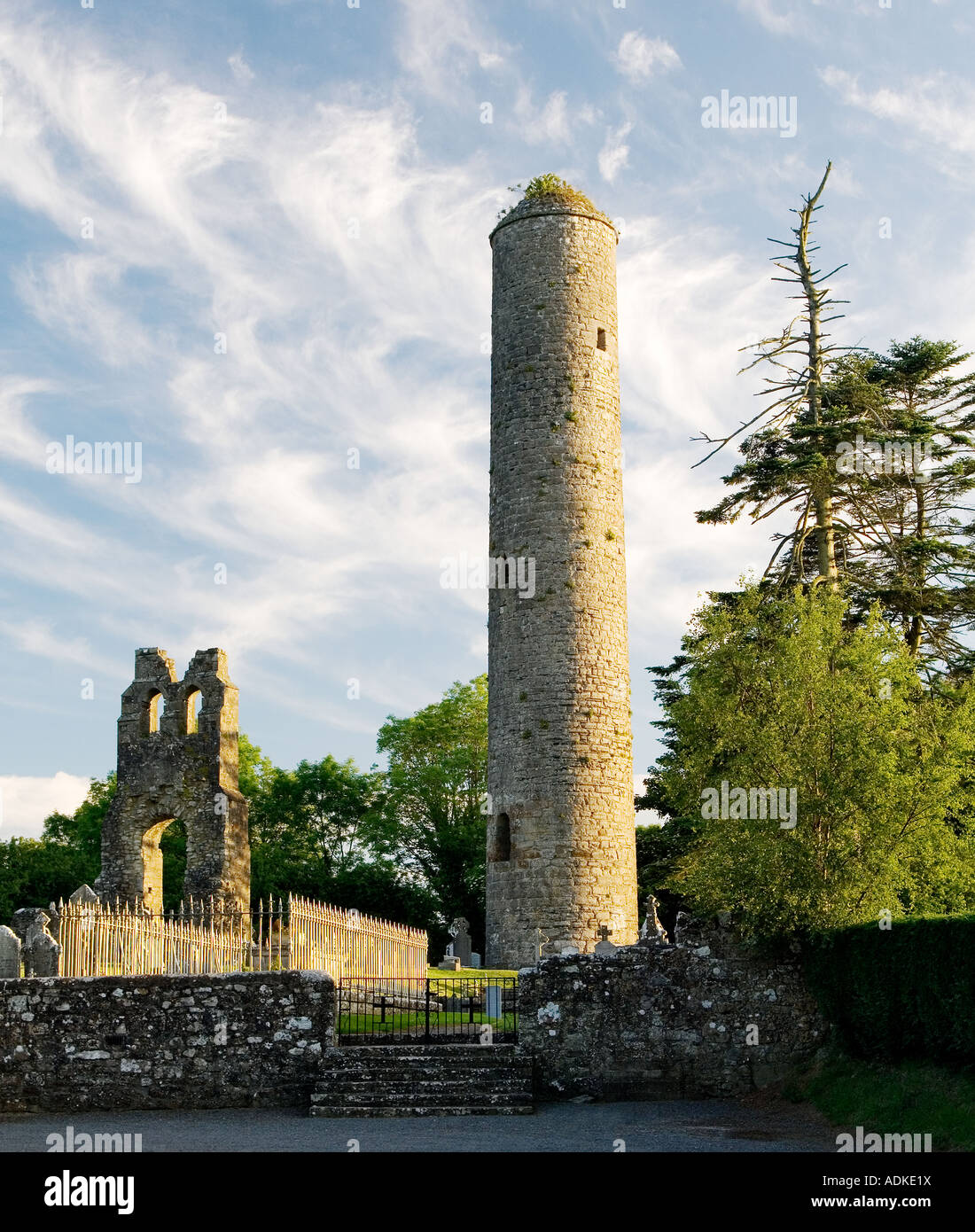 Donaghmore Celtic Christian 100 foot round tower at mediaeval church ...