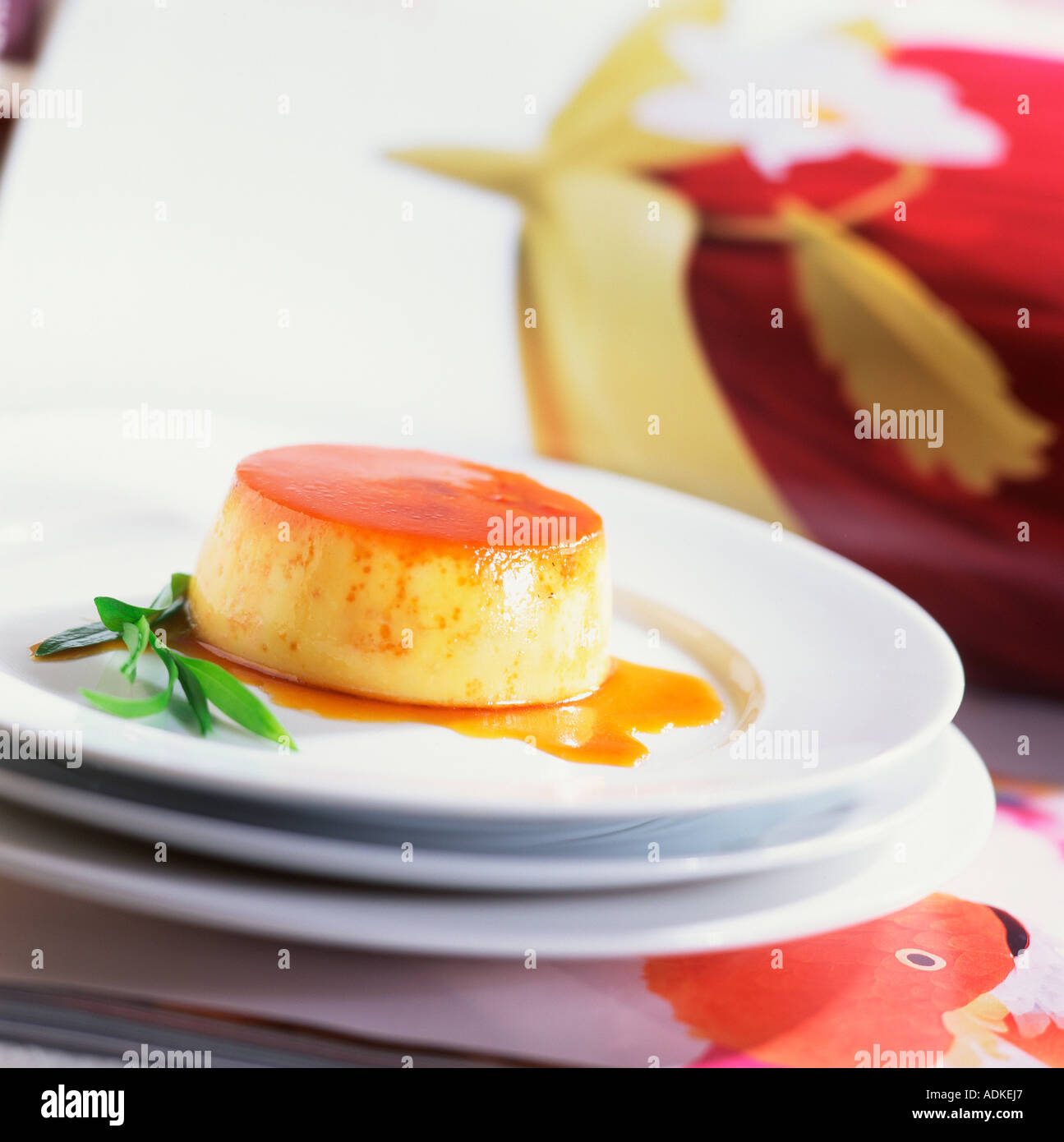 dessert pudding with syrup Stock Photo - Alamy