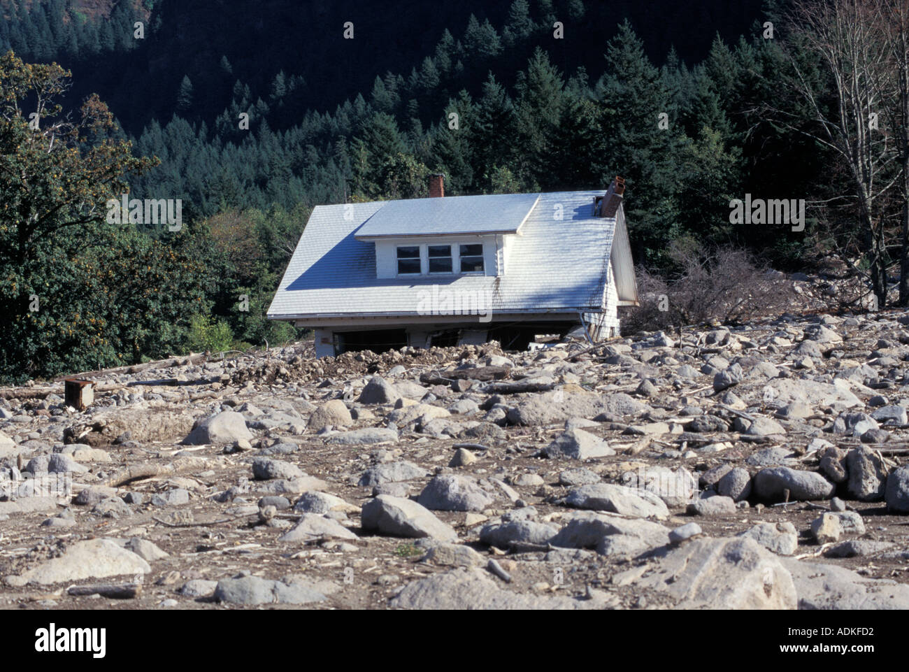House Swept by Mudslide Stock Photo - Alamy