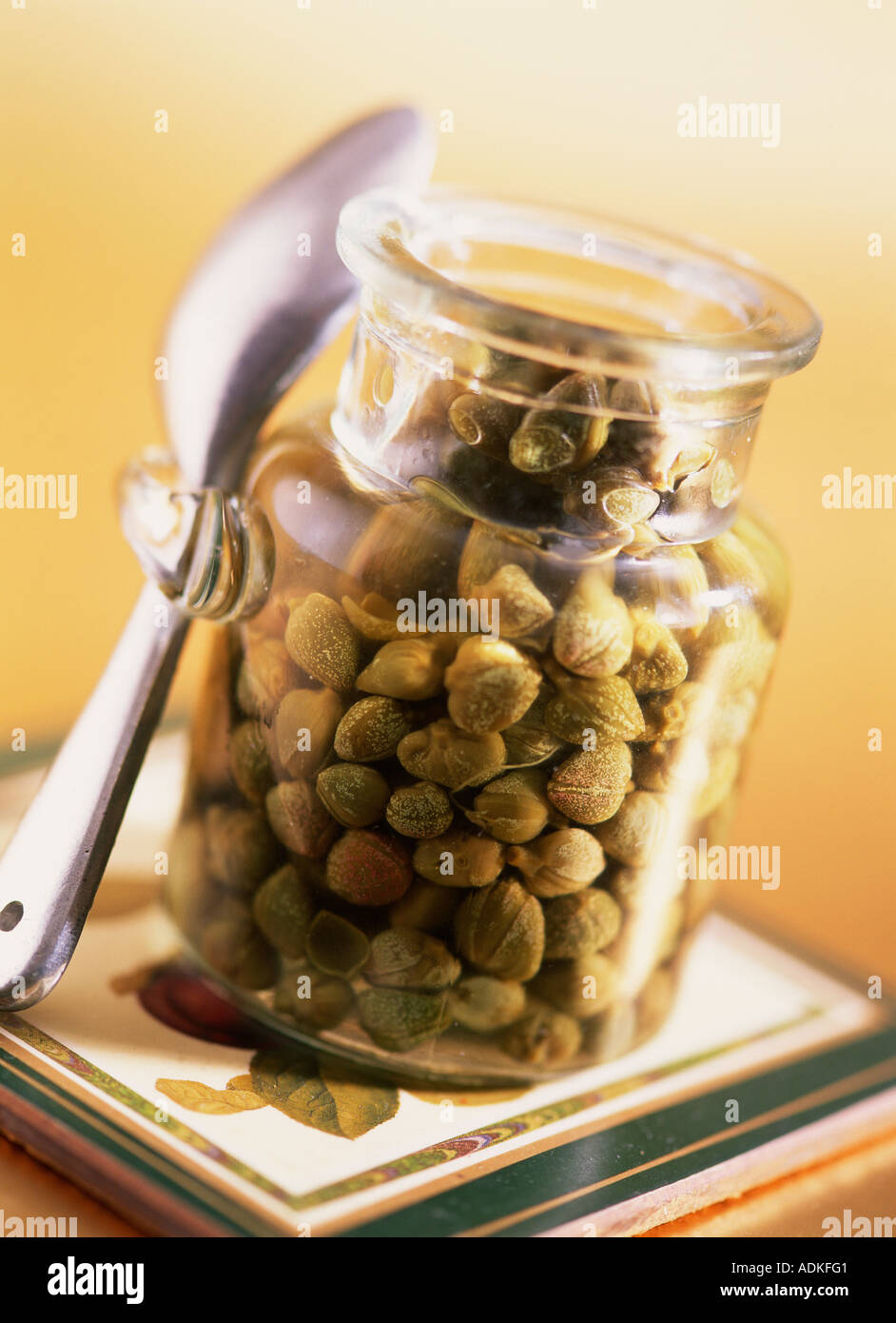 food ingredients Capers in a bottle Stock Photo - Alamy